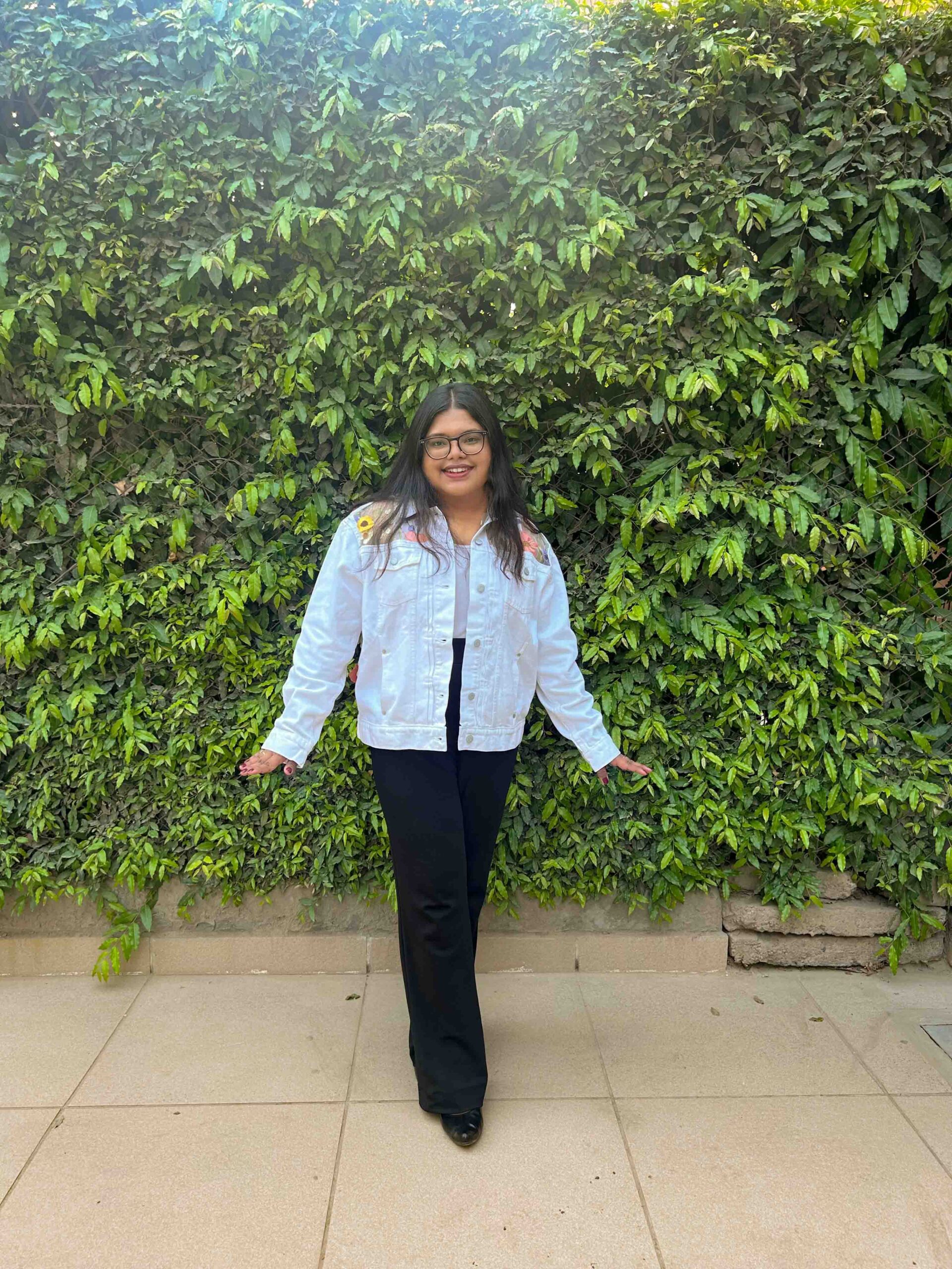 Wildflower White Mesh Denim Jacket - Noxaraa